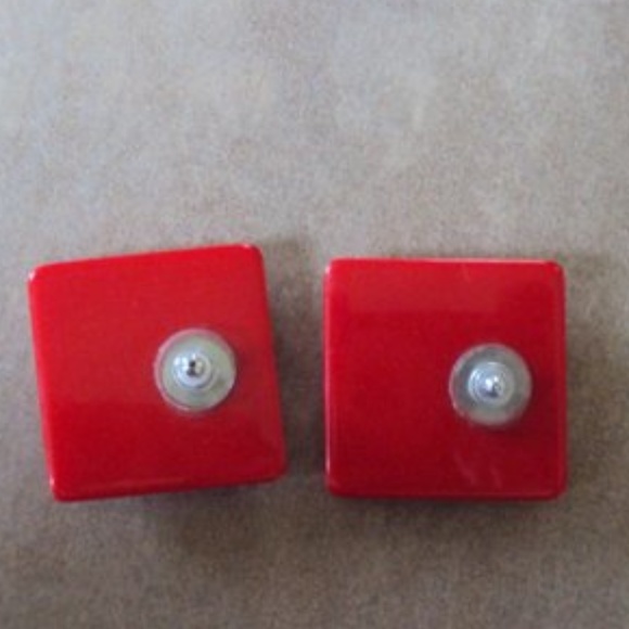 Vintage | Jewelry | Retro Red White Polka Dots Square Pierced Earrings ...